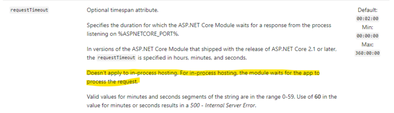 ASP.NET Core Request Timeout IIS In-Process Mode - The Seeley Coder